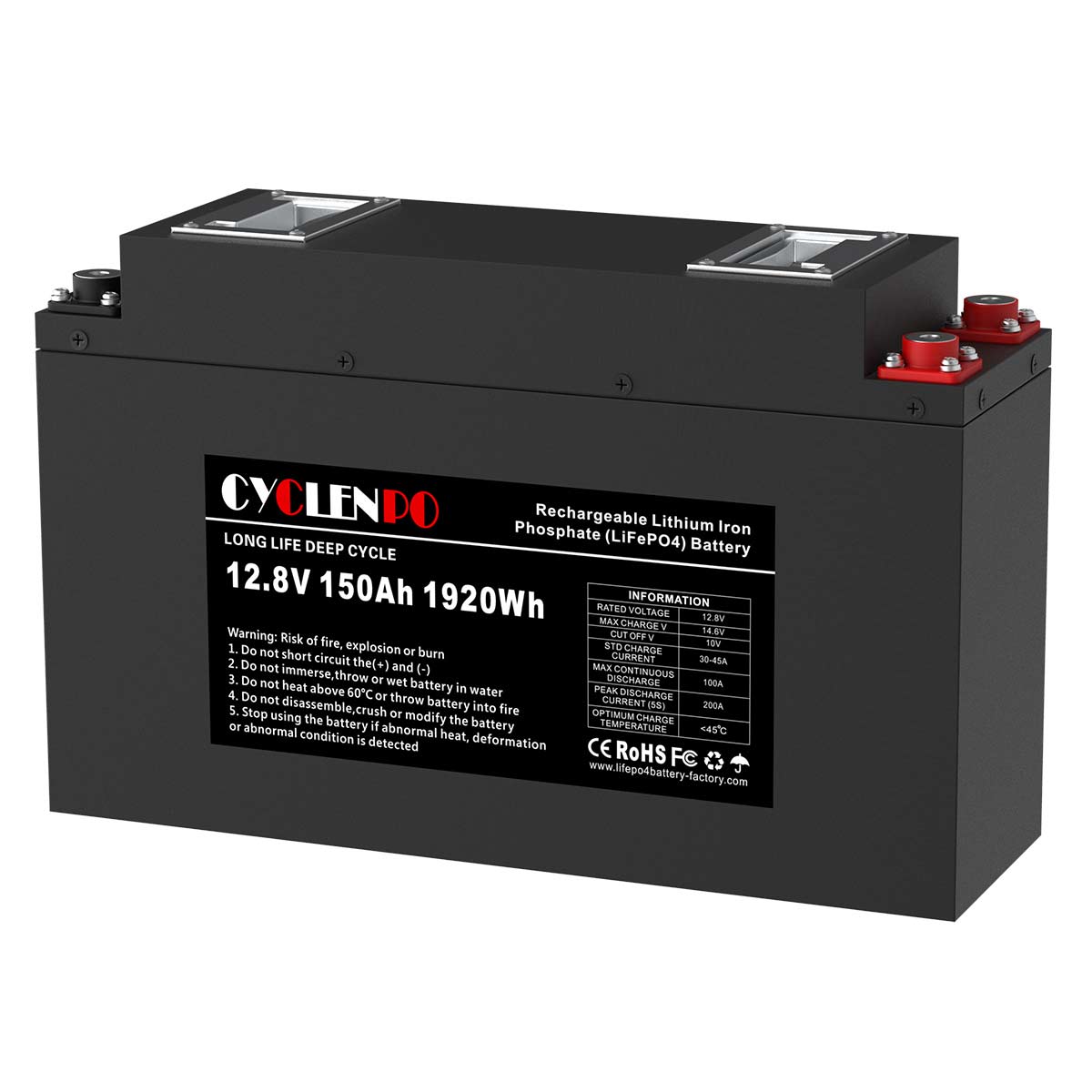 Deep cycle 12v 150ah lithium battery for vehicle