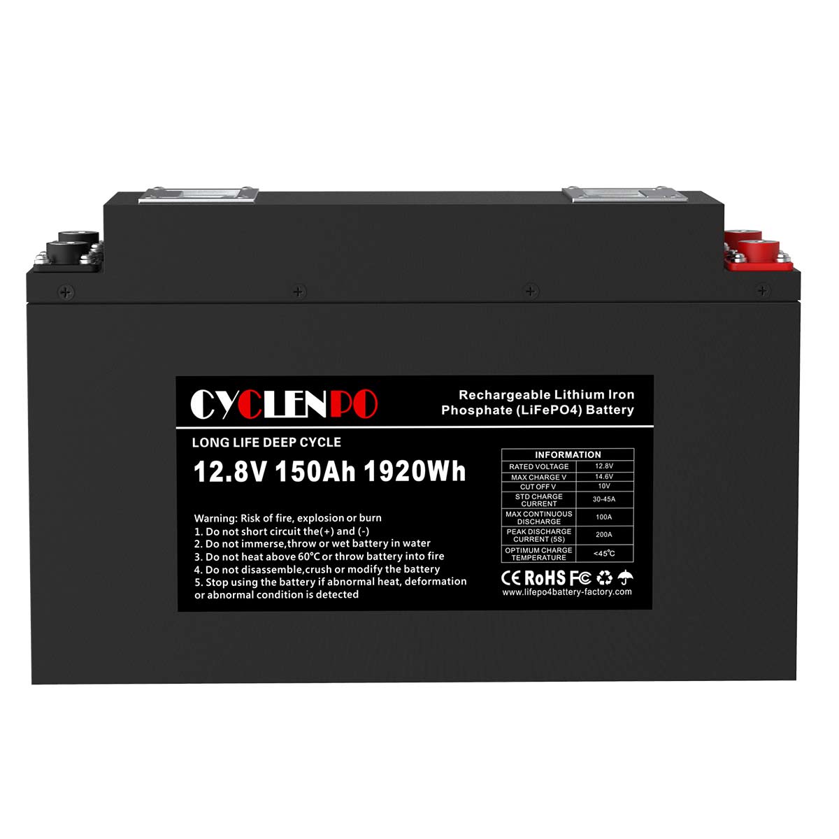 Deep cycle 12v 150ah lithium battery for vehicle
